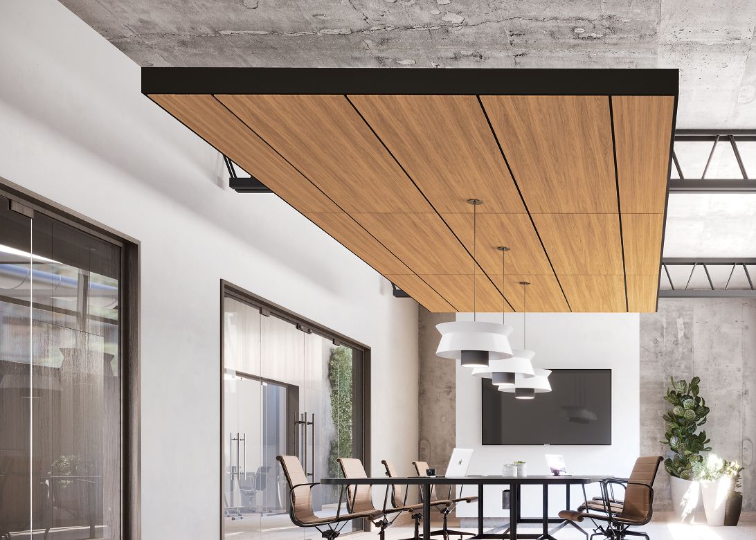LYRA Wood Looks Conference Room Rendering | Armstrong Ceiling Solutions – Commercial